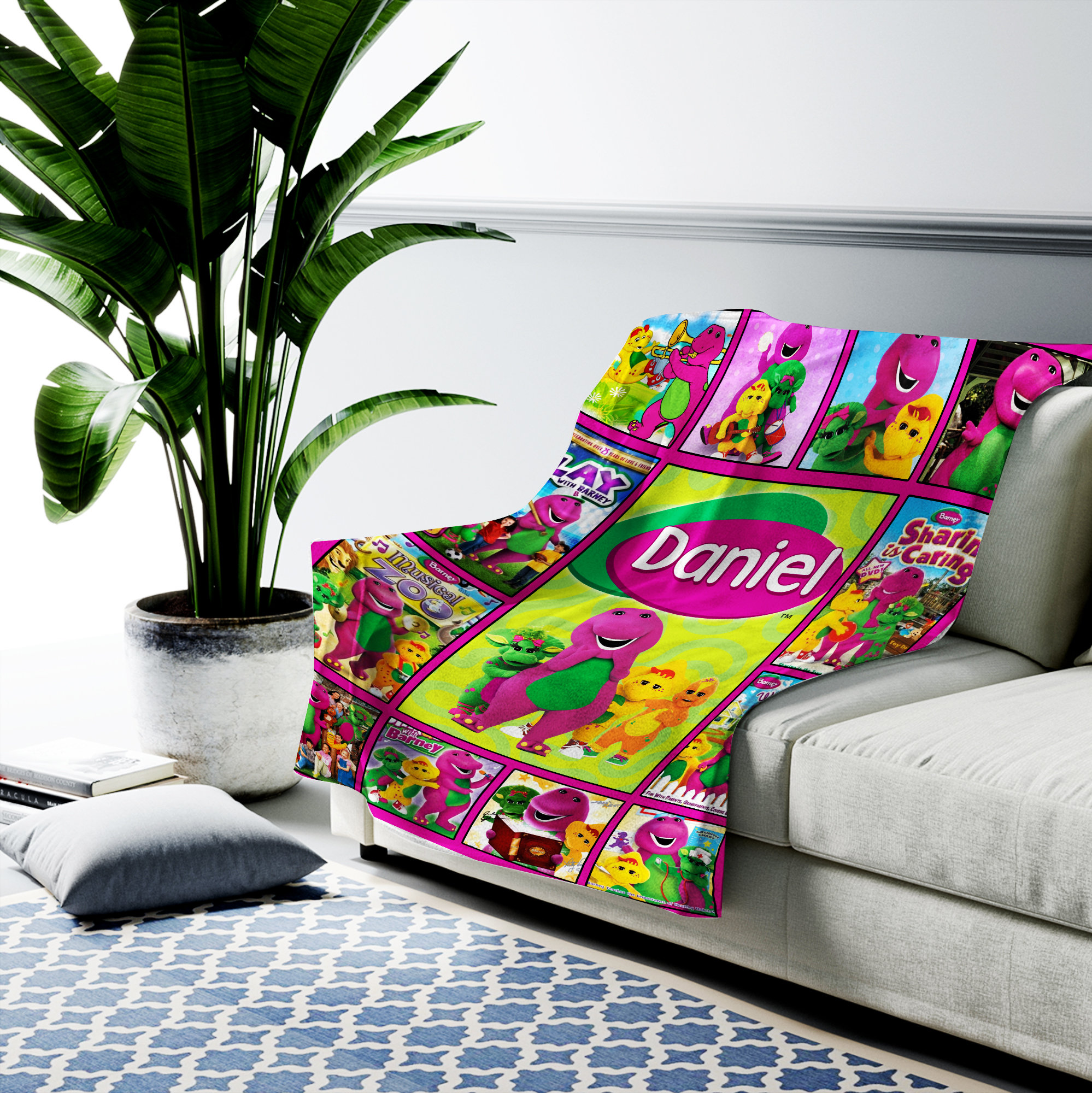 Custom Barney and Friends Blanket, Barney the Dinosaur Fleece Blanket ...