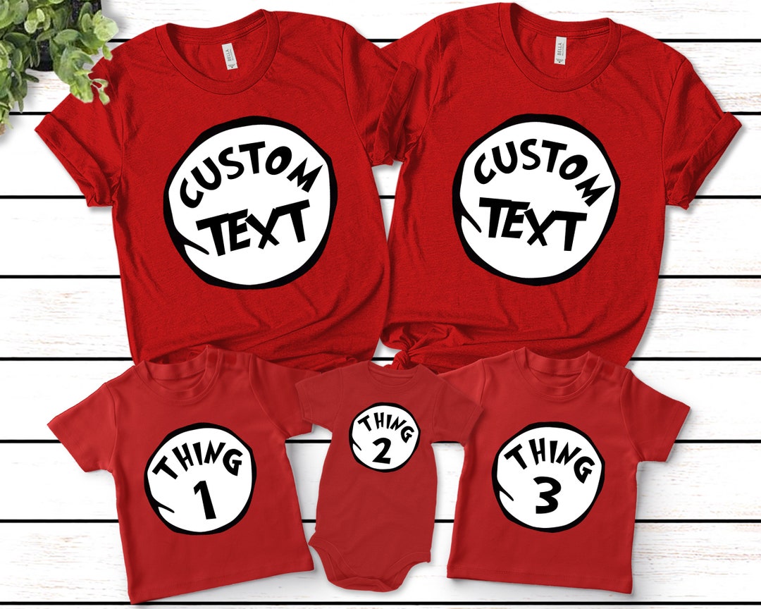 Custom Red Thing 1 Thing 2 Book Theme Matching Shirt, Thing Numbers T ...
