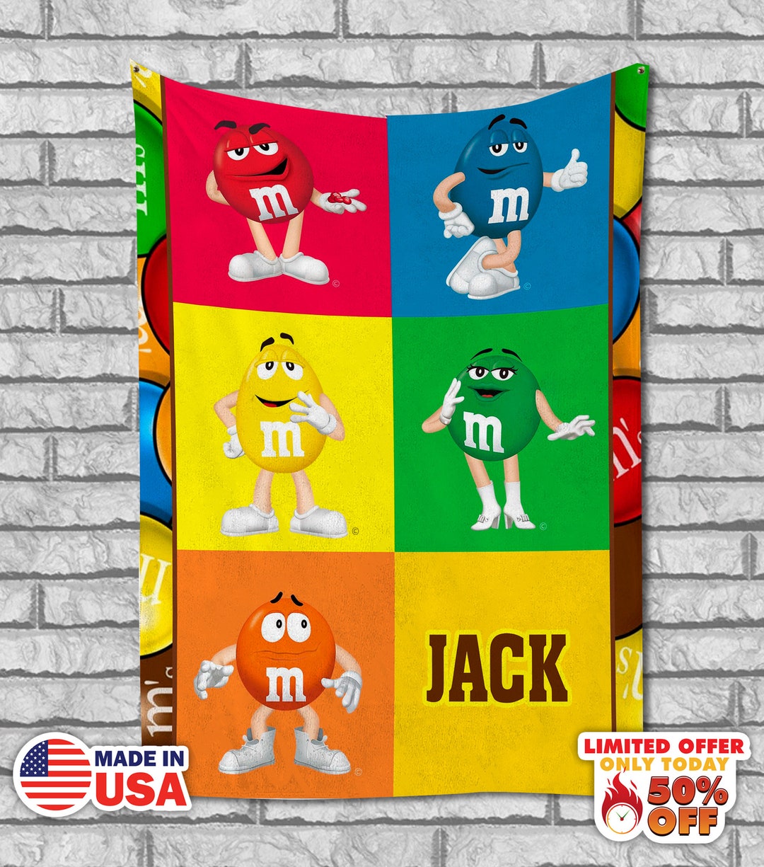 Personalized M and M Blanket, M&m's World Fleece Blanket, M and M Candy ...