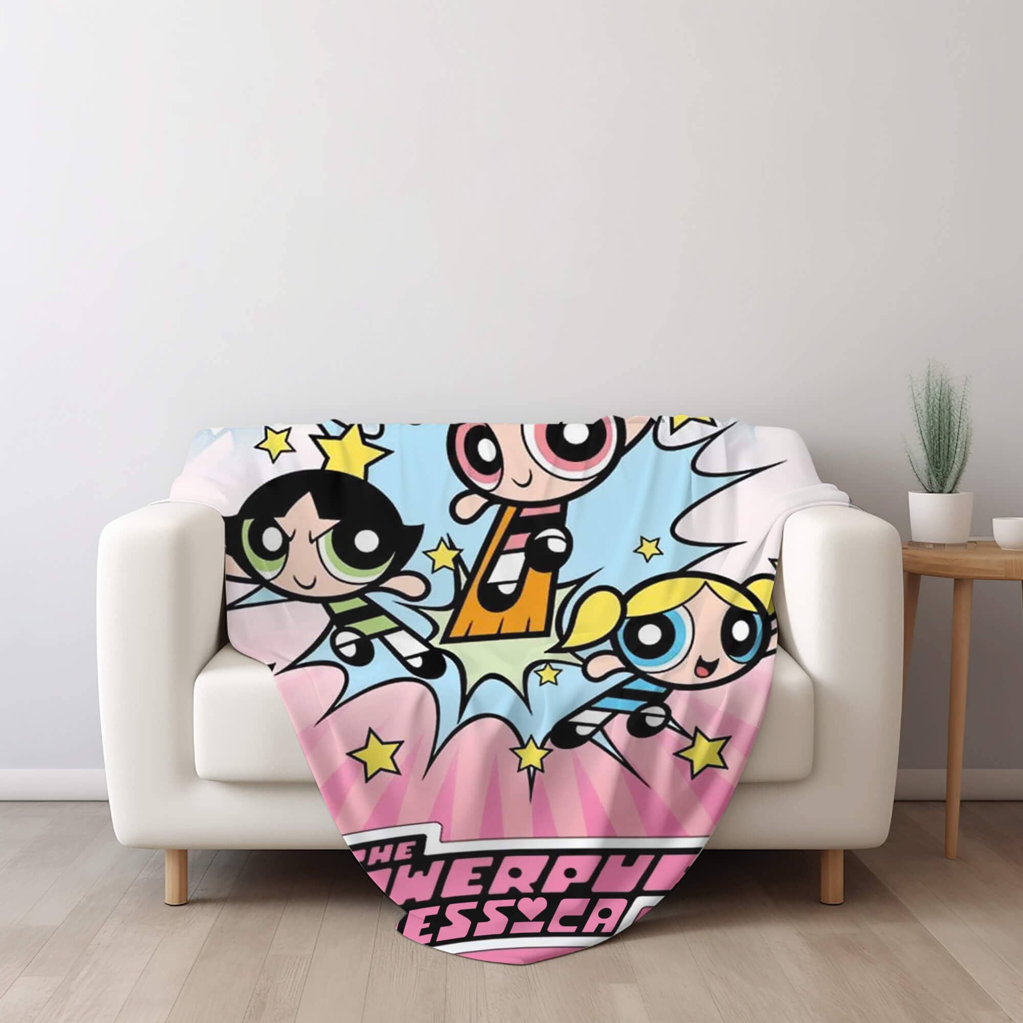 Personalized Powerpuff Girl Cartoon Blanket, Super Girl Fleece Blanket ...