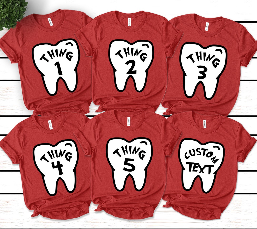 Custom Red Thing 1 Thing 2 Dental Theme Matching Shirt, Thing Numbers T ...