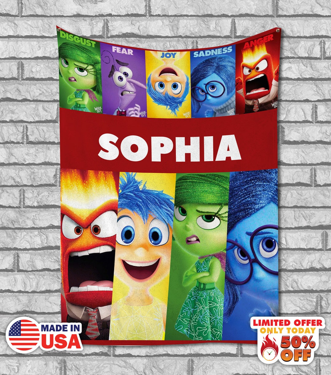 Inside Out Fleece Blanket, Inside Out Blanket, Inside Out Characters ...