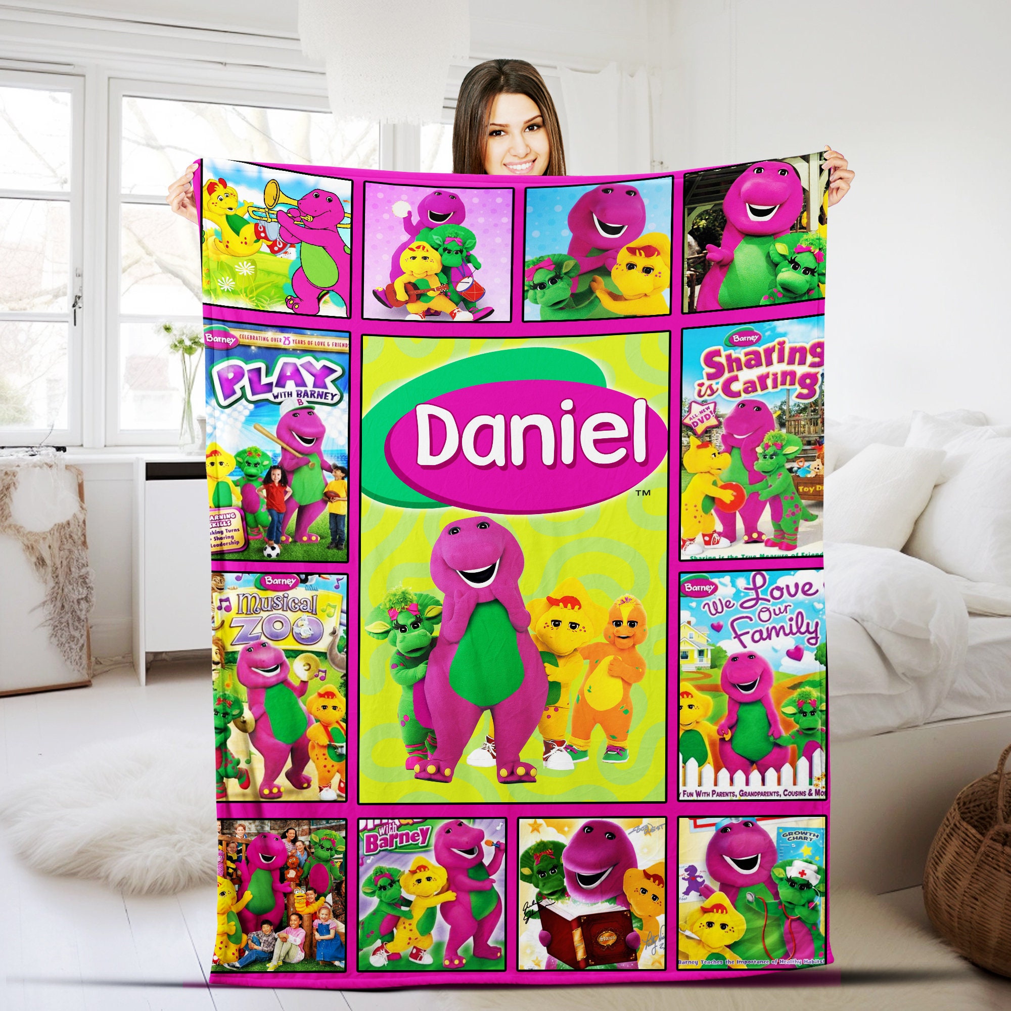 Custom Barney and Friends Blanket, Barney the Dinosaur Fleece Blanket ...