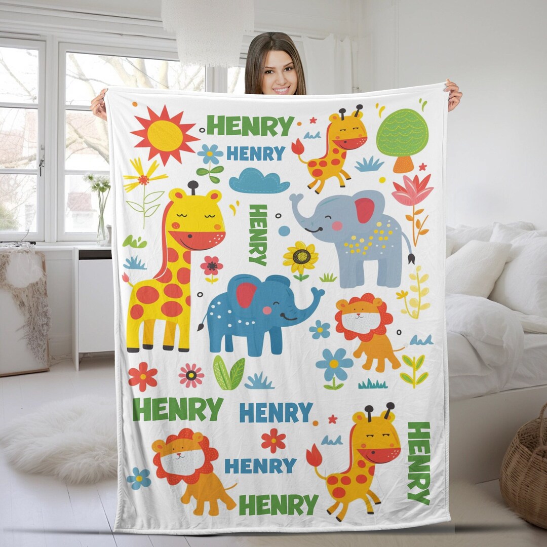 Personalized Jungle Baby Blanket Personalized Blanket Throw Blanket ...