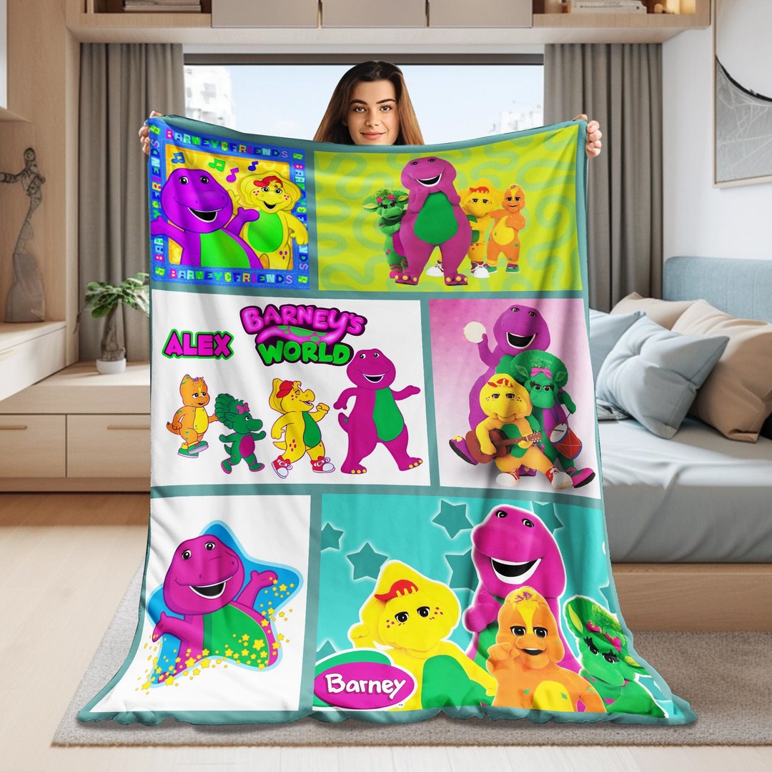 Barney and Friends Custom Quilt Blanket, Barney the Dinosaur Blanket Personalized Barney Gift ...