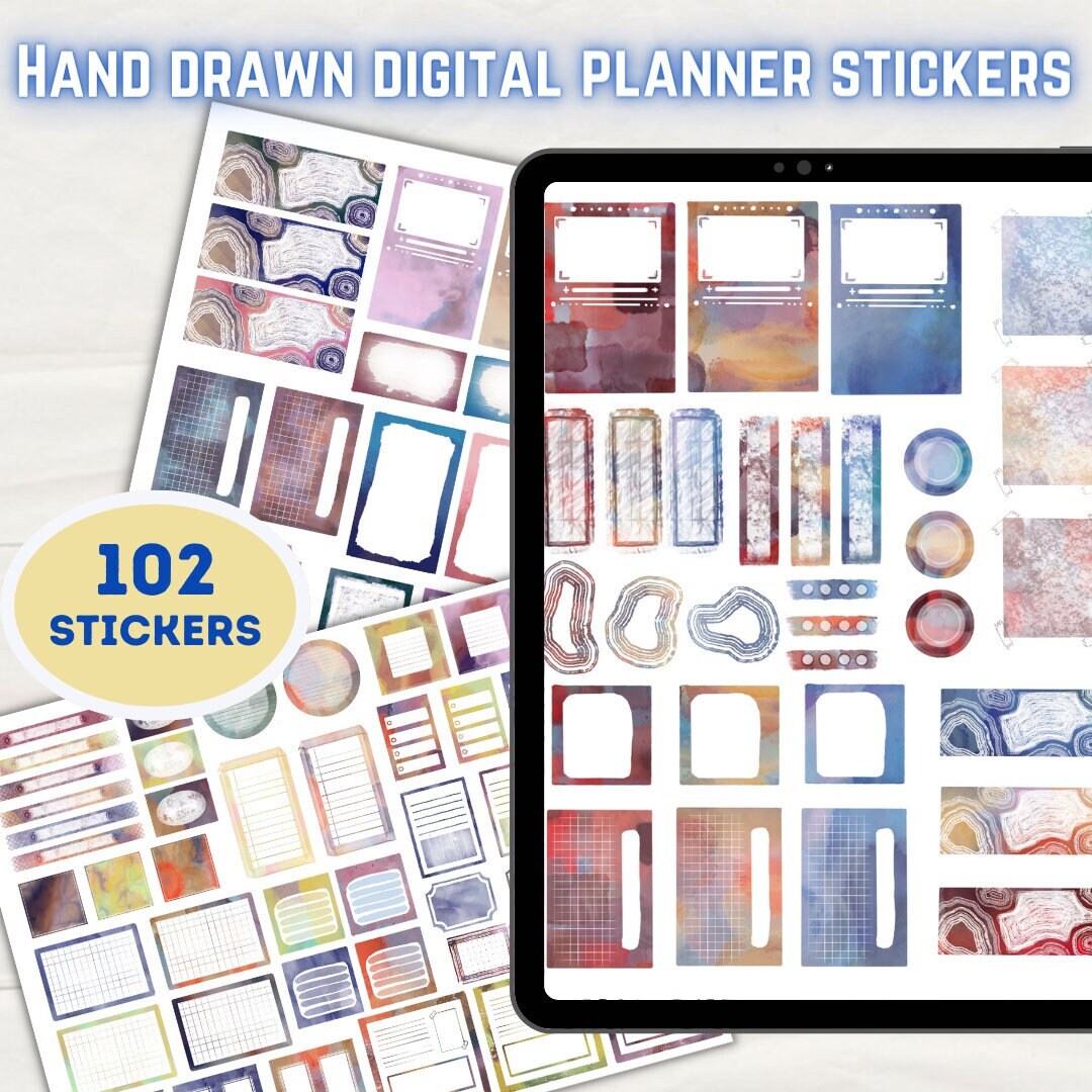 Hand Drawn Digital Planner Stickers Basic Blocks - Etsy