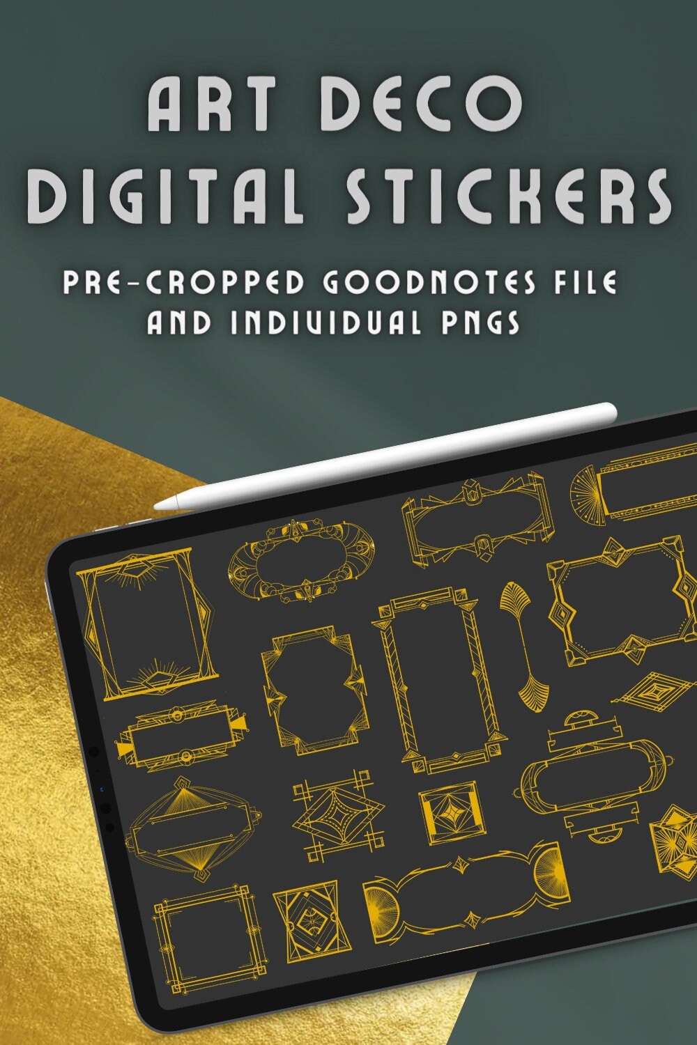Art Deco Digital Stickers Gold Frames - Etsy