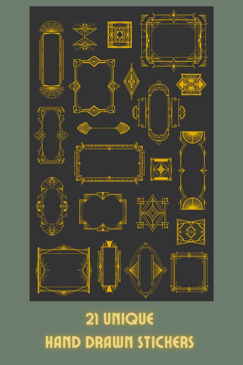 Art Deco Digital Stickers Gold Frames - Etsy