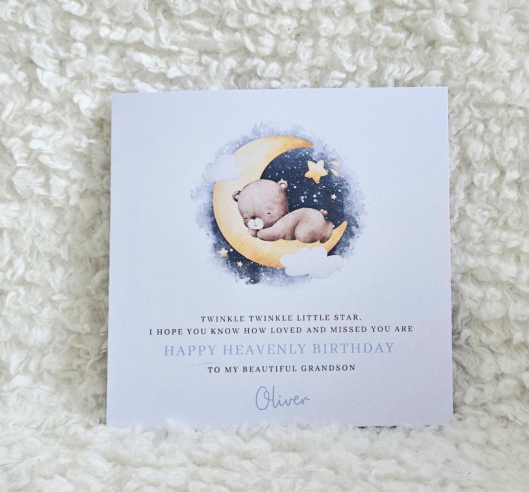 Personalized Heavenly Birthday Card: Angel Baby, Son, Grandson - Etsy