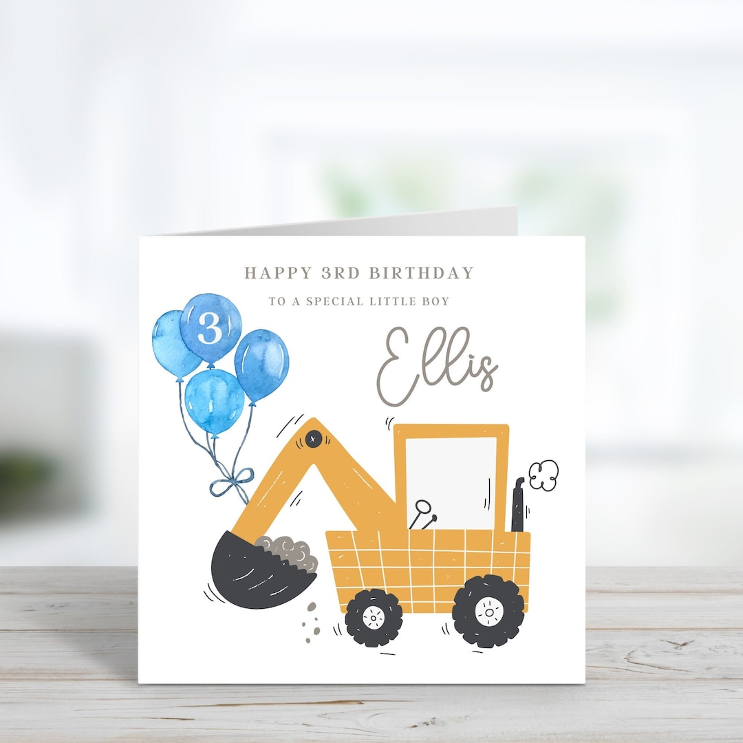 Digger Birthday Card for Son, Happy Birthday Construction Card, to A ...