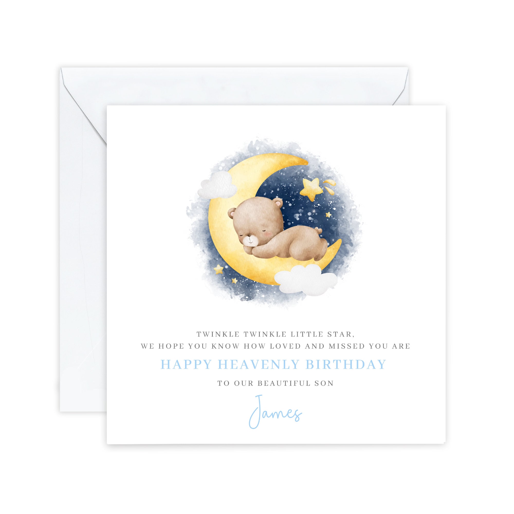 Personalized Heavenly Birthday Card: Angel Baby, Son, Grandson - Etsy