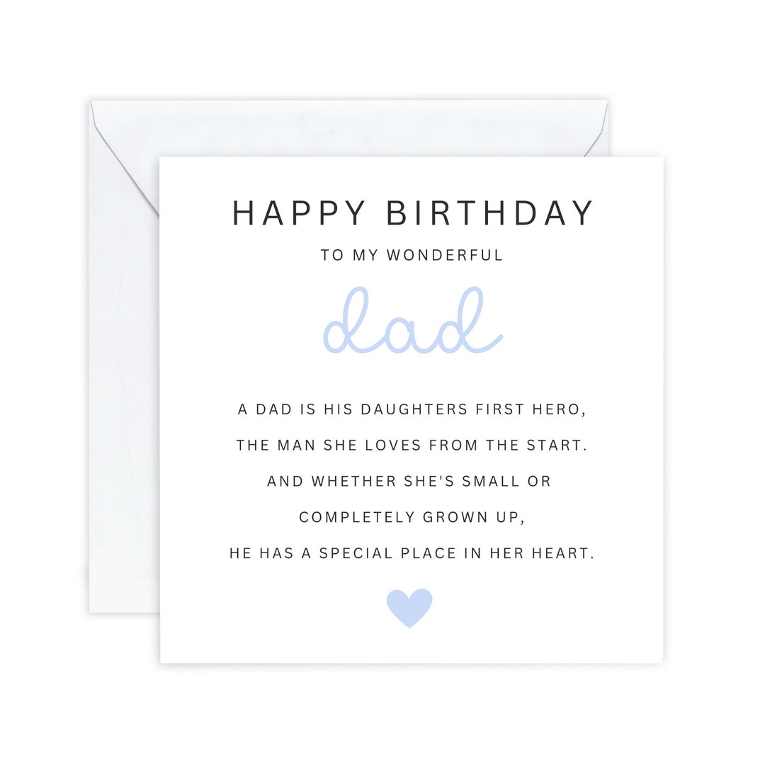 Dad Birthday Card Card for Dad's Birthday Birthday Card for Him Poem ...