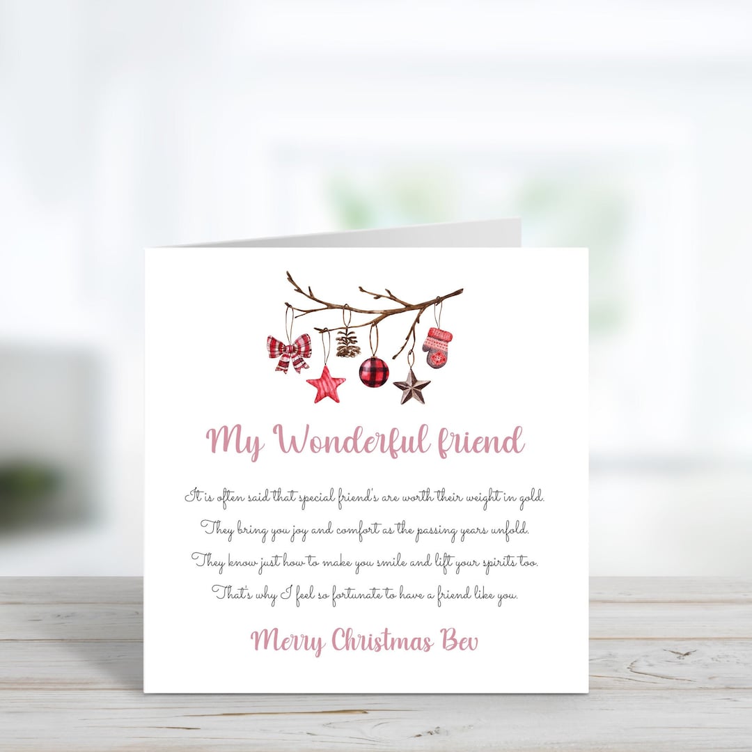 Christmas Card for Friend, Friend Xmas Card, Poem Card, Best Friend ...
