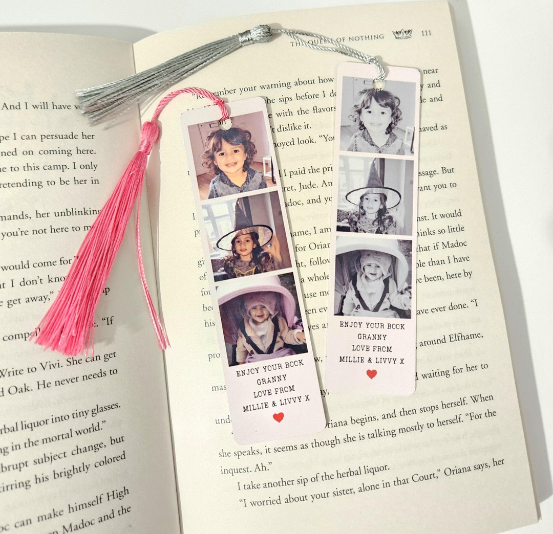 Pink Personalised Metal Photo Booth Bookmark With Tassle Gift for Mum ...