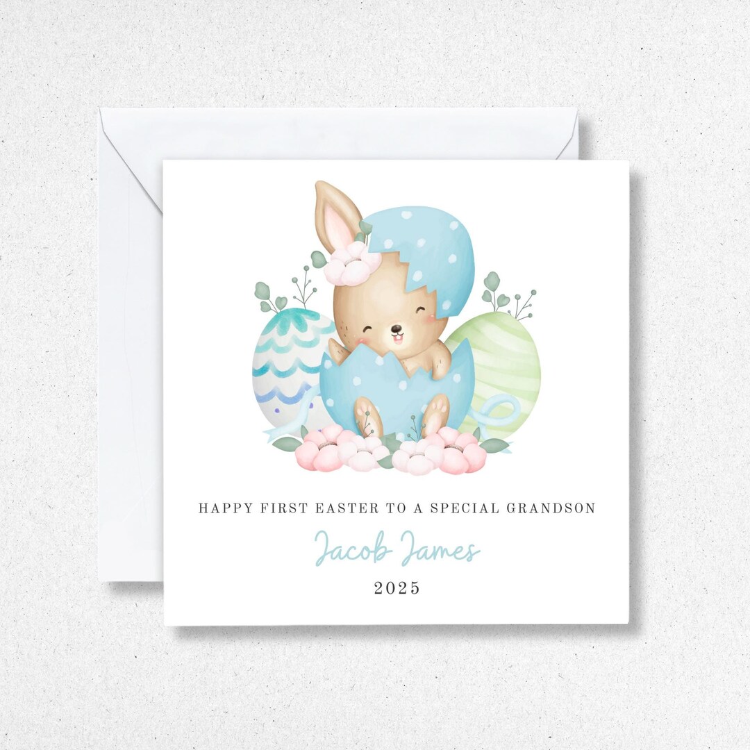 Baby Boys 1st Easter Card, Son First Easter 2025 Card, Grandson, Nephew ...