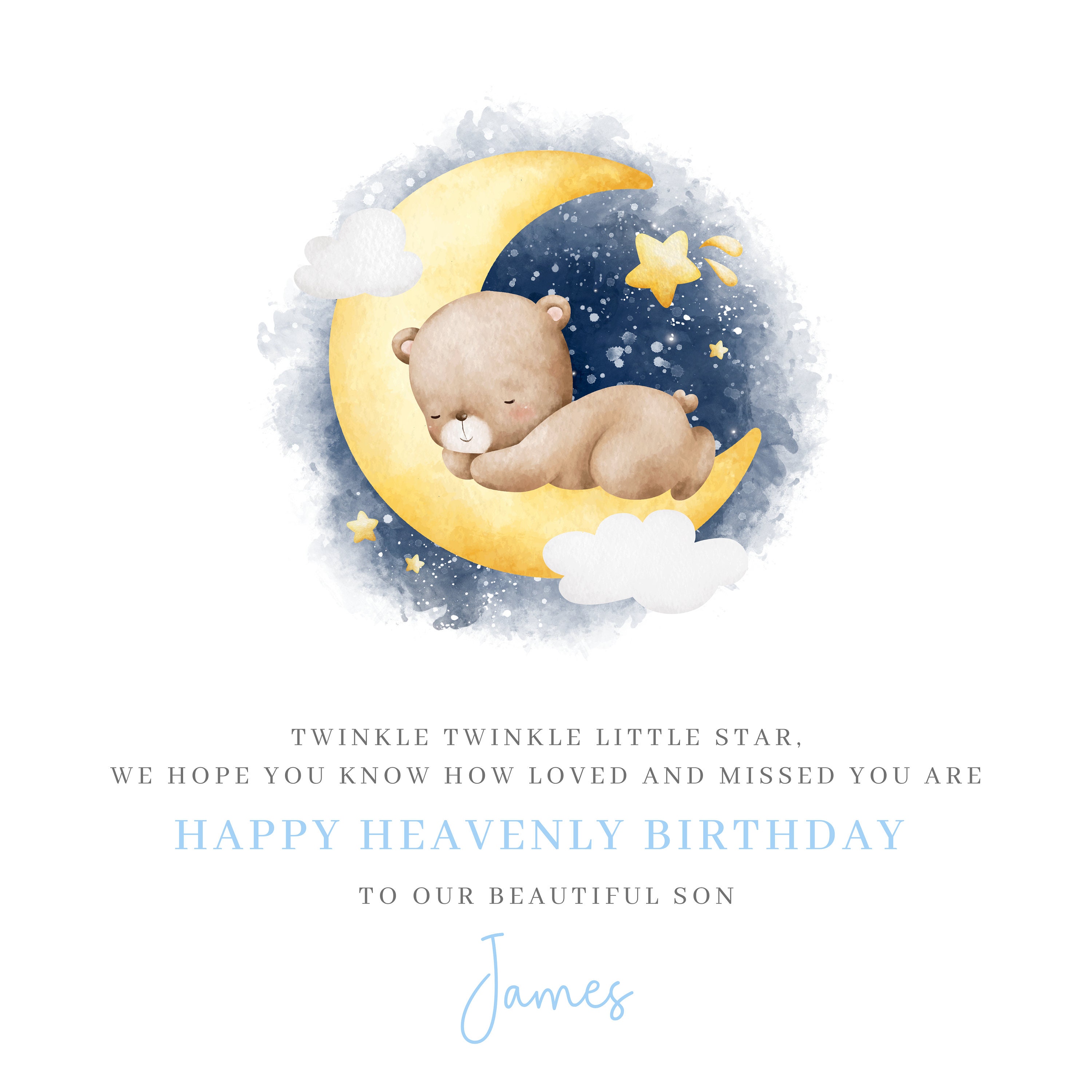 Personalized Heavenly Birthday Card: Angel Baby, Son, Grandson - Etsy