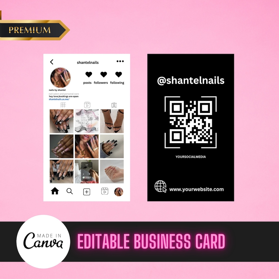 Instagram Style Business Cards, DIY Cards Template Design, Premade ...