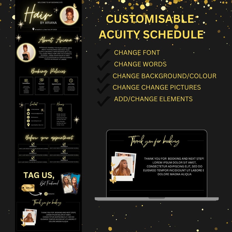 Hair Stylist Acuity Scheduling Template, Acuity Scheduling Template, Hair Stylist Website, Canva ...