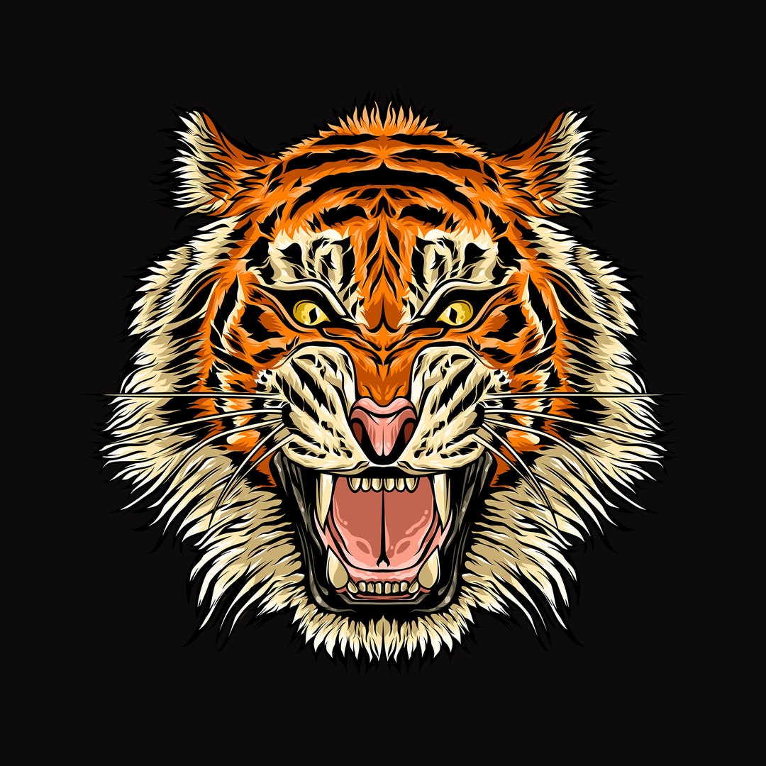 Tiger Roar Cartoon Illustration - Etsy