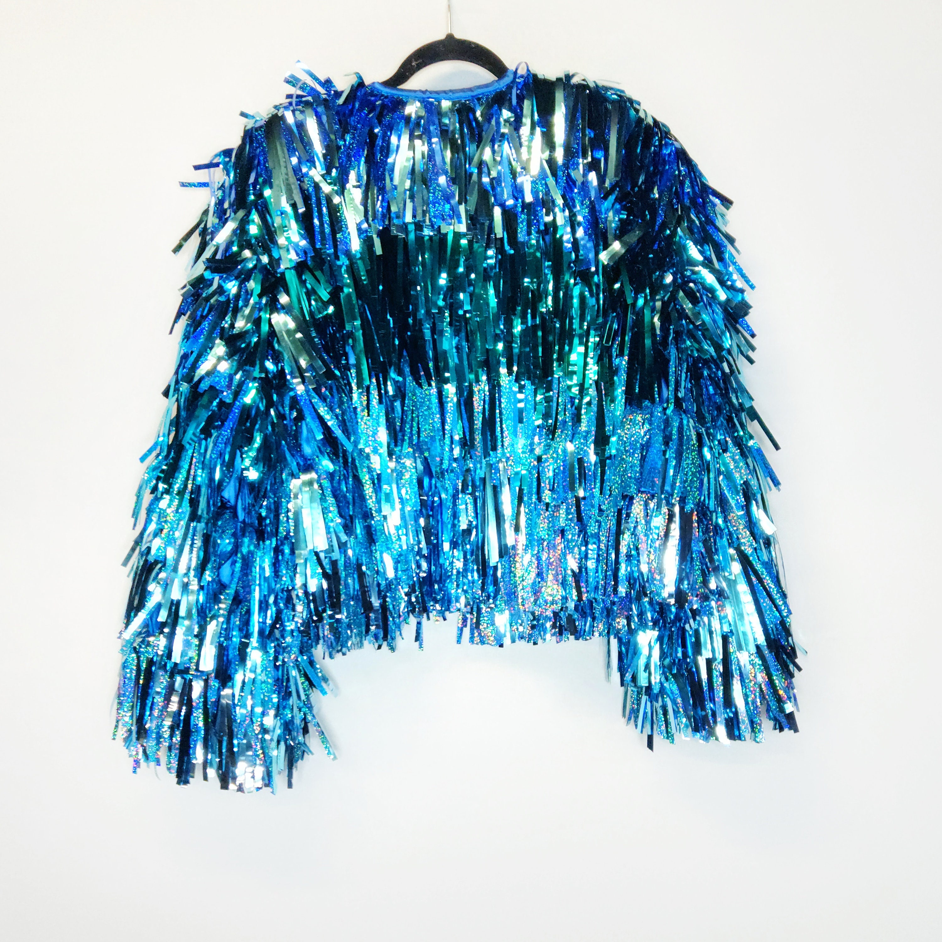 Blue & Glitter Ombre Tinsel Jacket - Etsy