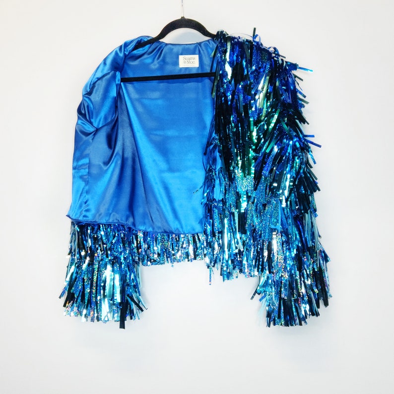 Blue & Glitter Ombre Tinsel Jacket - Etsy