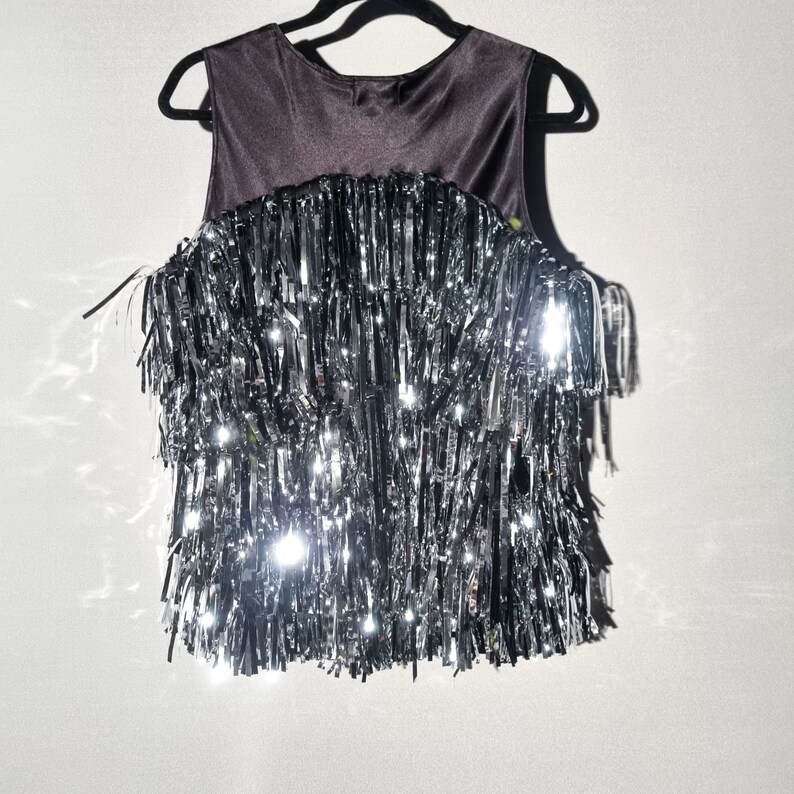 Metallic Silver and Black Tank - Etsy