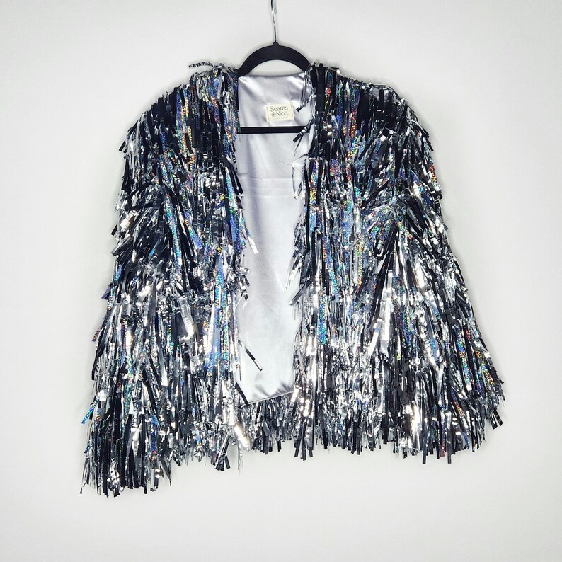 Silver & Glitter Tinsel Jacket - Etsy