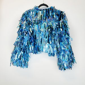 Sky Blue Glitter Tinsel Jacket - Etsy