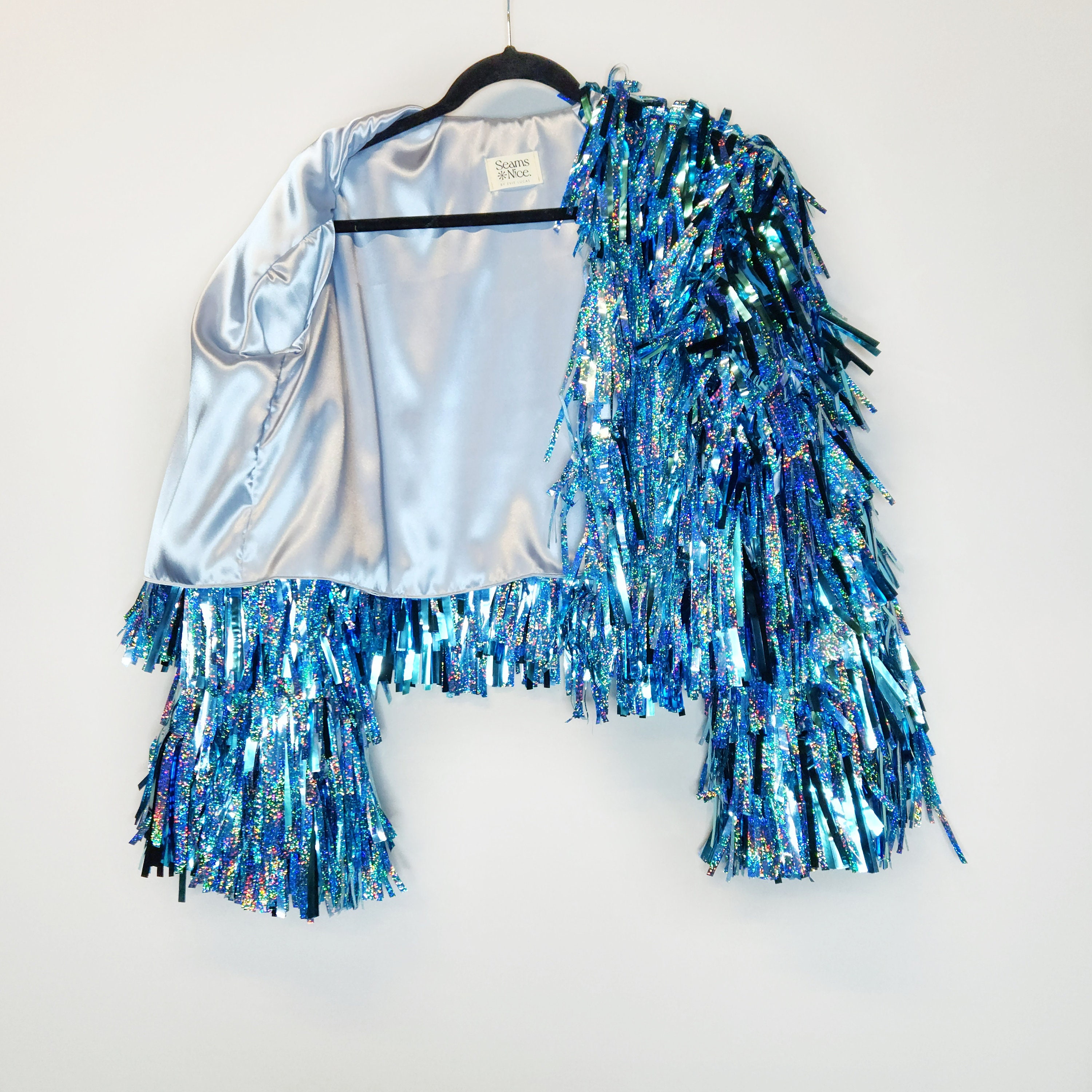 Sky Blue Glitter Tinsel Jacket - Etsy