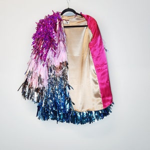 Long Blue & Pink Glitter Long Tinsel Jacket - Etsy