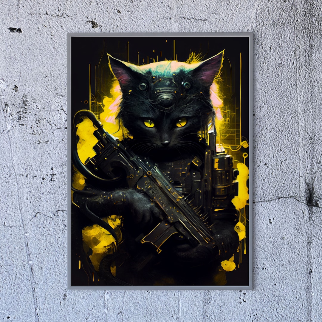 War Cat Fantasy, Instant Download, Fantasy Printable Large Wall Art ...