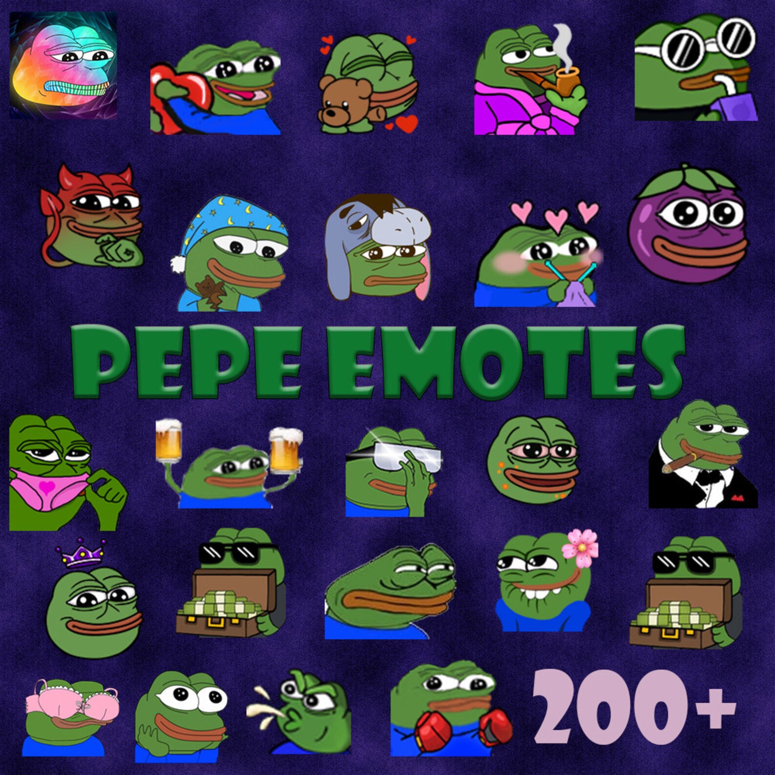 200 PEPE Emotes Pack Twitch Emotes Discord Emotes Text - Etsy UK