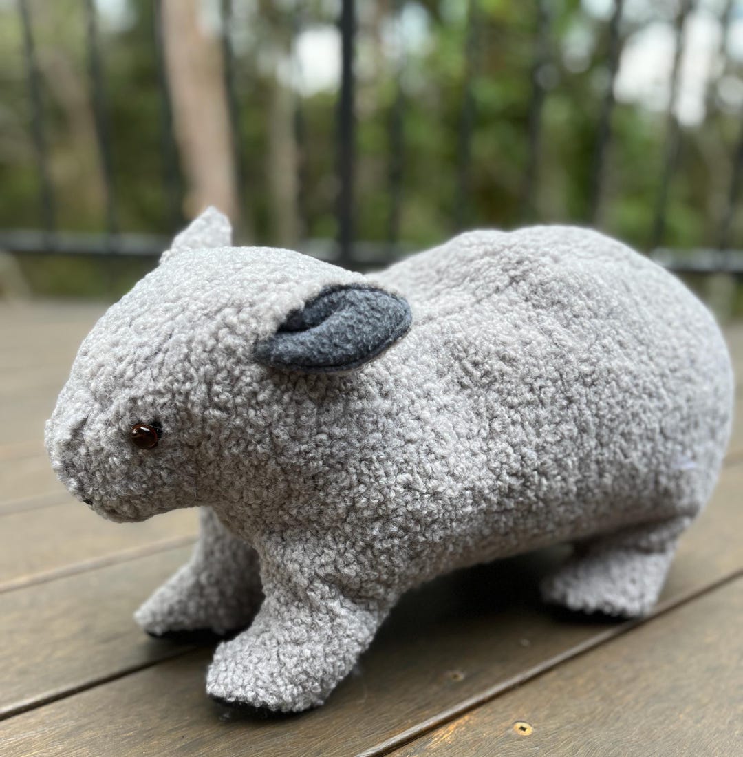 Wombat Stuffed Toy Sewing Pattern: Zippered Pouch Stuffie Large Size ...