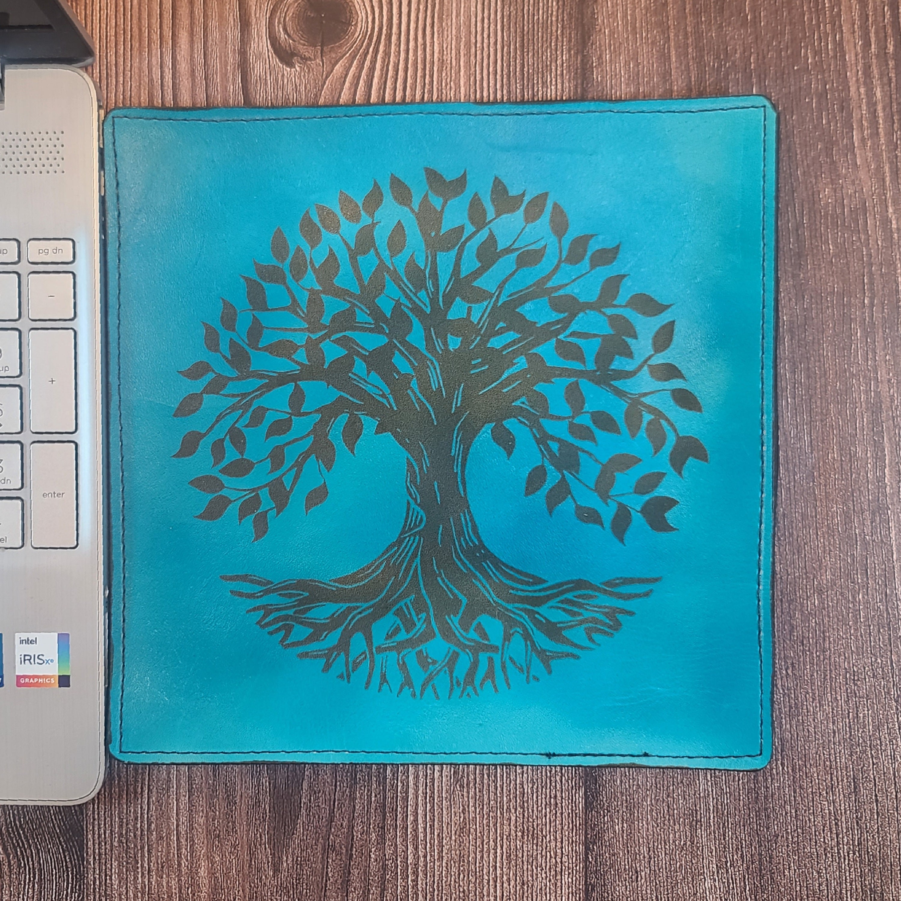 Leather Mouse Pad Laser Engraved With Tree of Life, Large Green Mouse ...