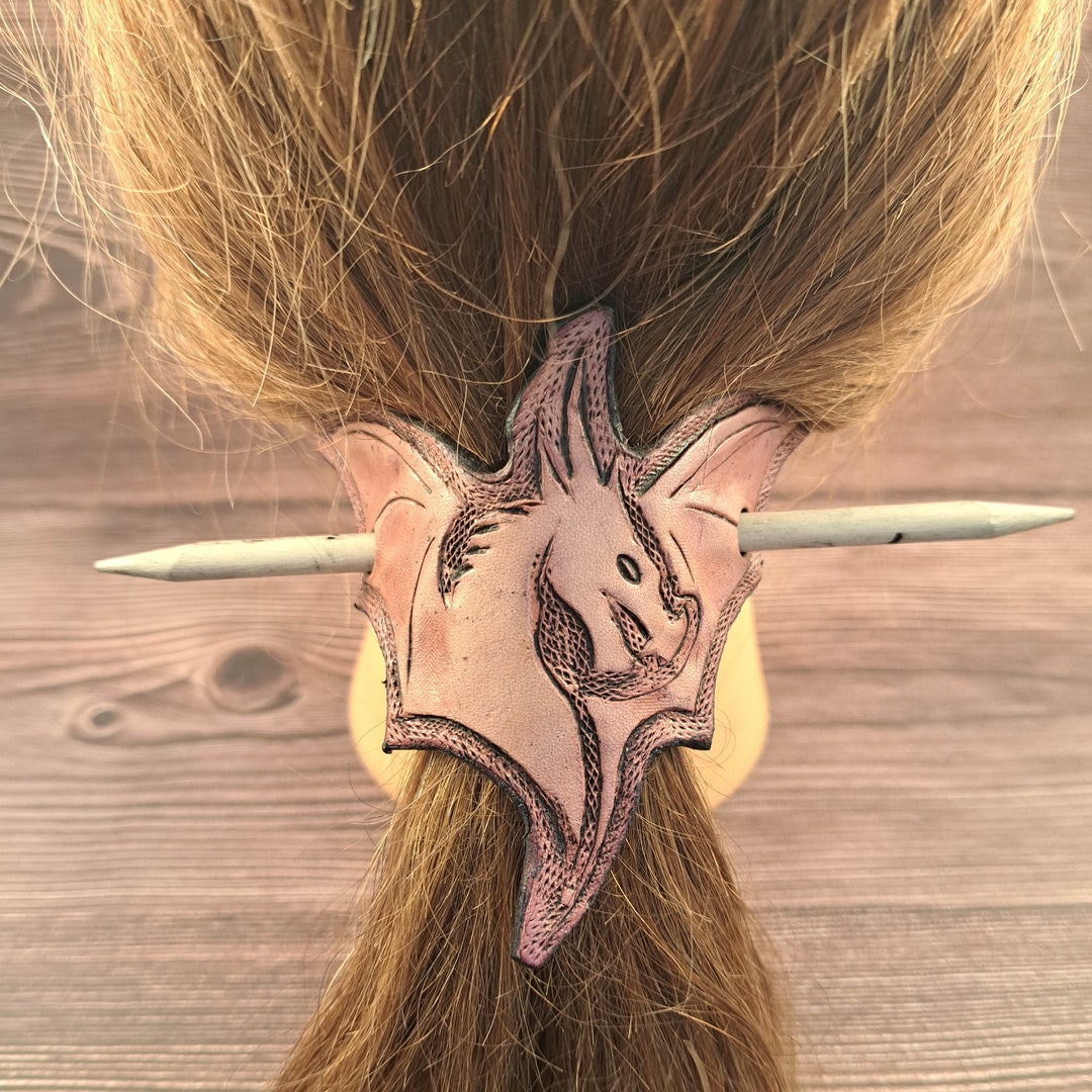 Leather Hair Slide, Dragon Stick Barrette, Hand Tooled Hair Barrette - Etsy