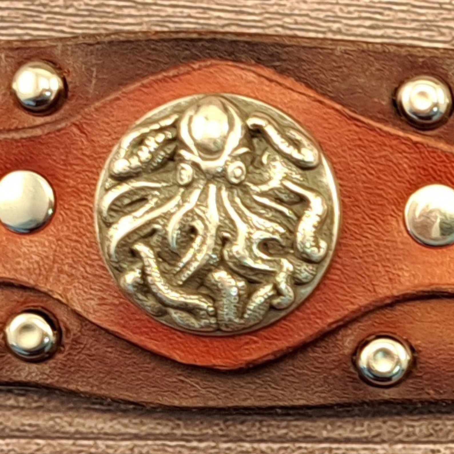 Leather Cuff Bracelet With Octopus Concho, Nautical Themed Pirate ...