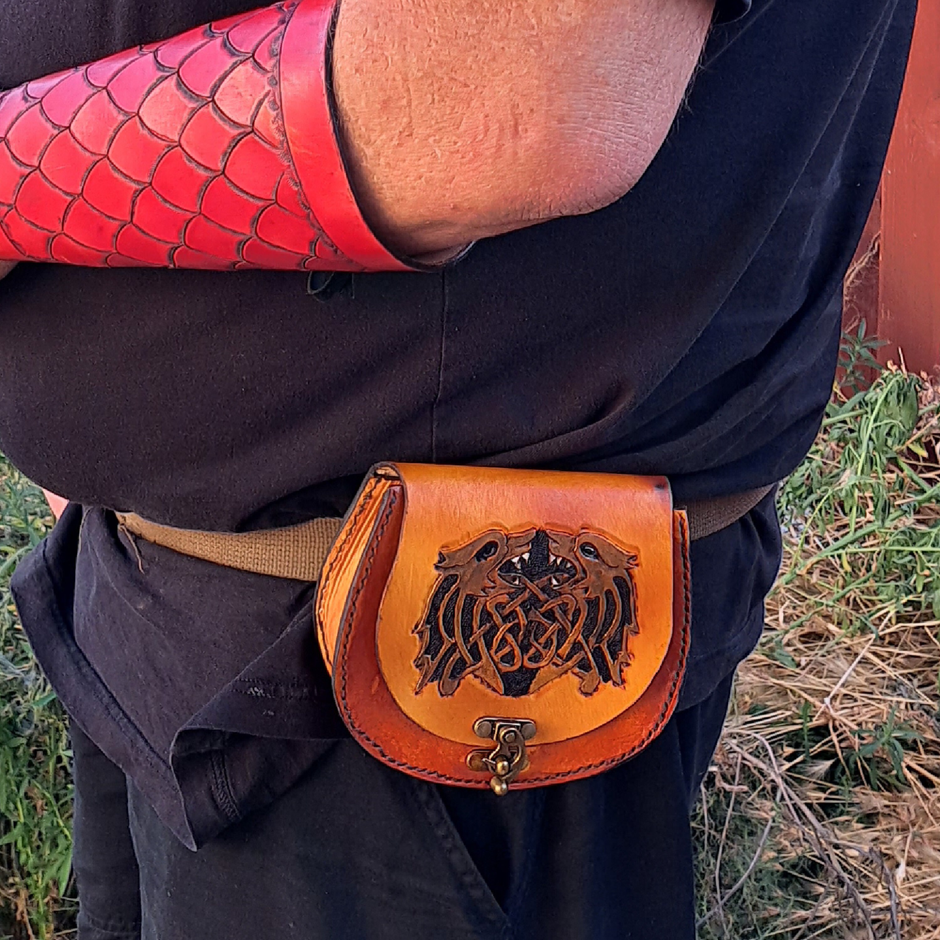 Handmade Leather Belt Pouch, Hand Stamped, Carving, Tooled With Viking ...