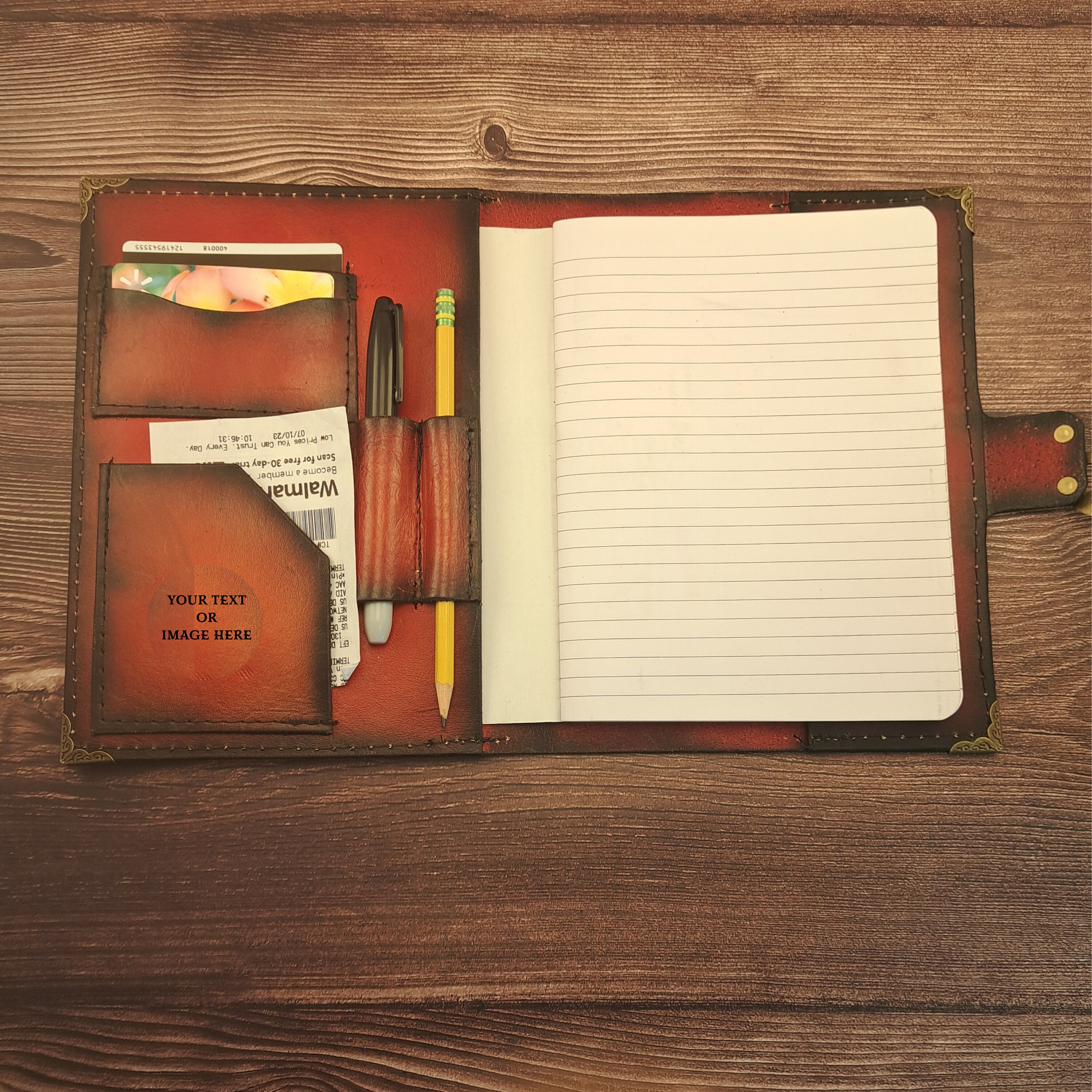 Custom Leather Notebook Cover, Personalized A5 Journal Cover With Pen ...