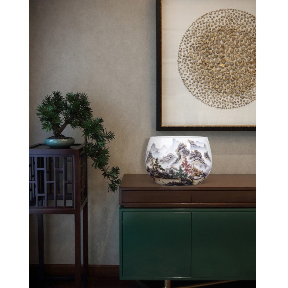 Ceramic Chinese Flower Pot Oriental Mountain Design - Etsy