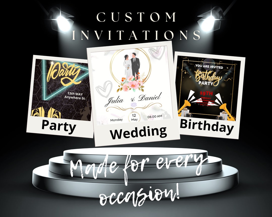 3 CUSTOM DIGITAL INVITATIONS! Personalized Design! Birthday ...