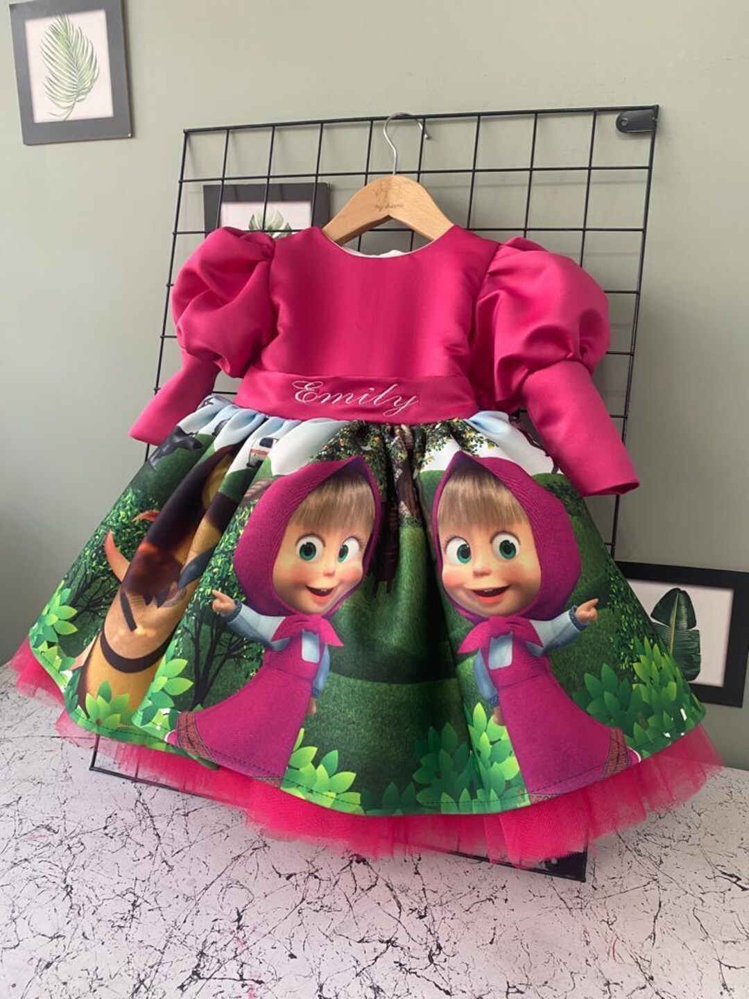 Masha Dress, Masha Themed Baby Girl Dress, Puffy Knee Length Birthday ...