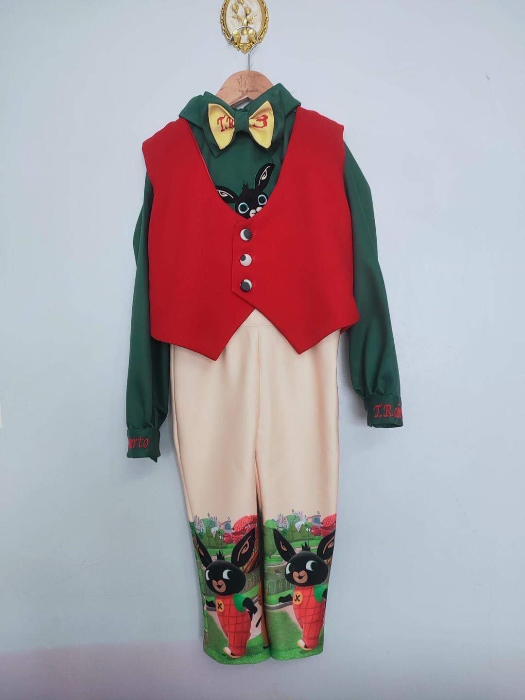 Bing Bunny Birthday Outfit: Cartoon Overalls Set With Bow Tie - Etsy