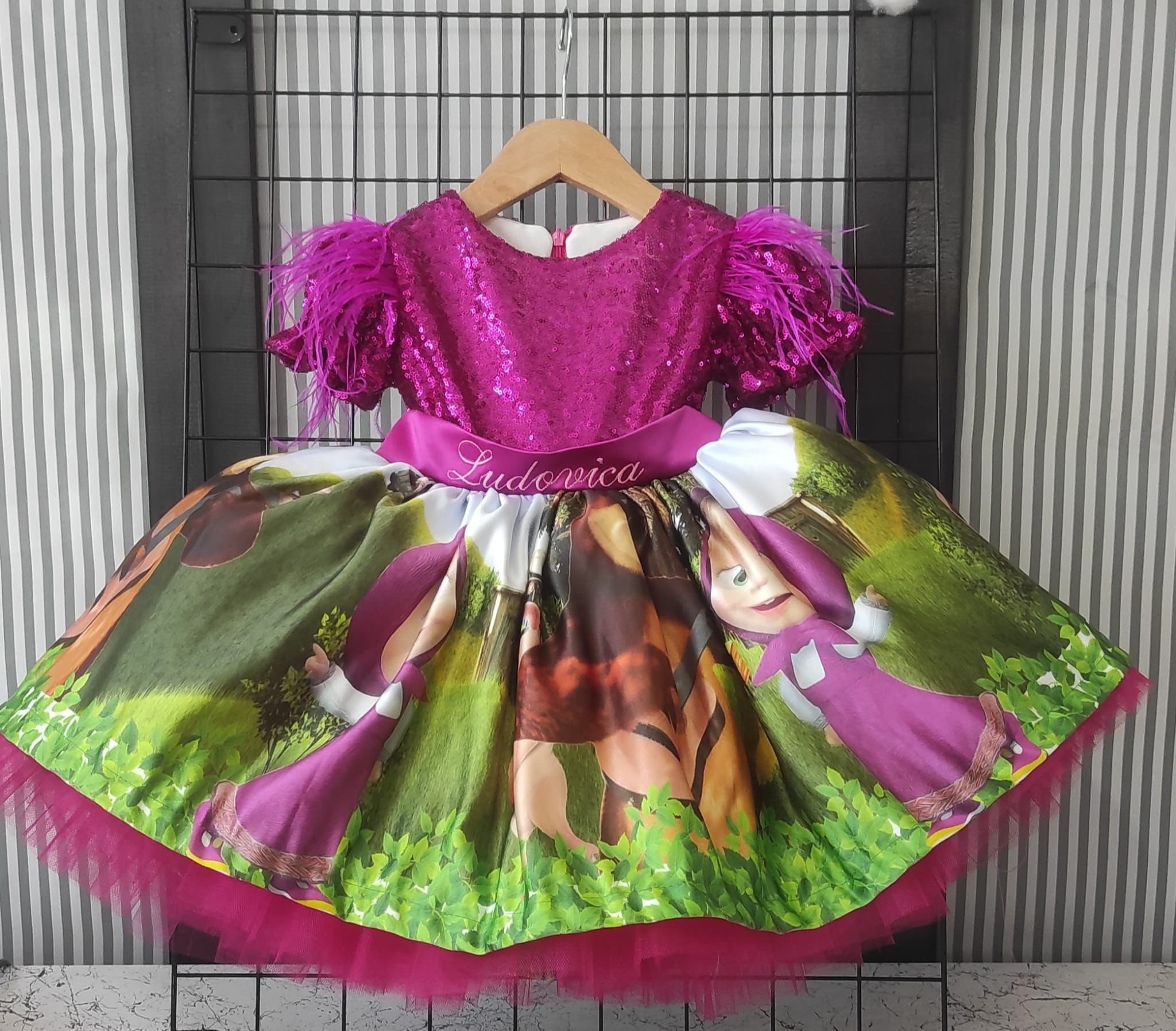 Masha Dress, Masha Themed Baby Girl Dress, Puffy Knee Length Birthday ...