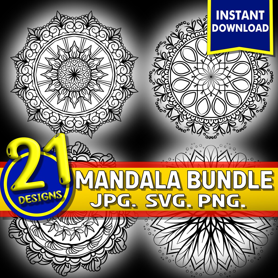 Mandala SVG Bundle With 21 Designs Mandala Pattern SVG - Etsy