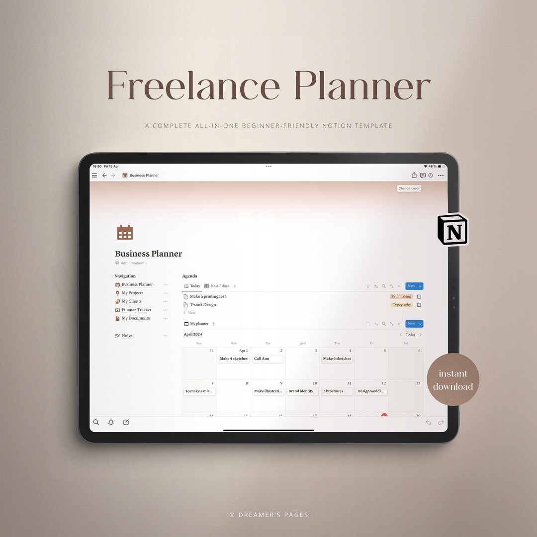 Business Planner | Notion Template | Freelance Planner | Project ...