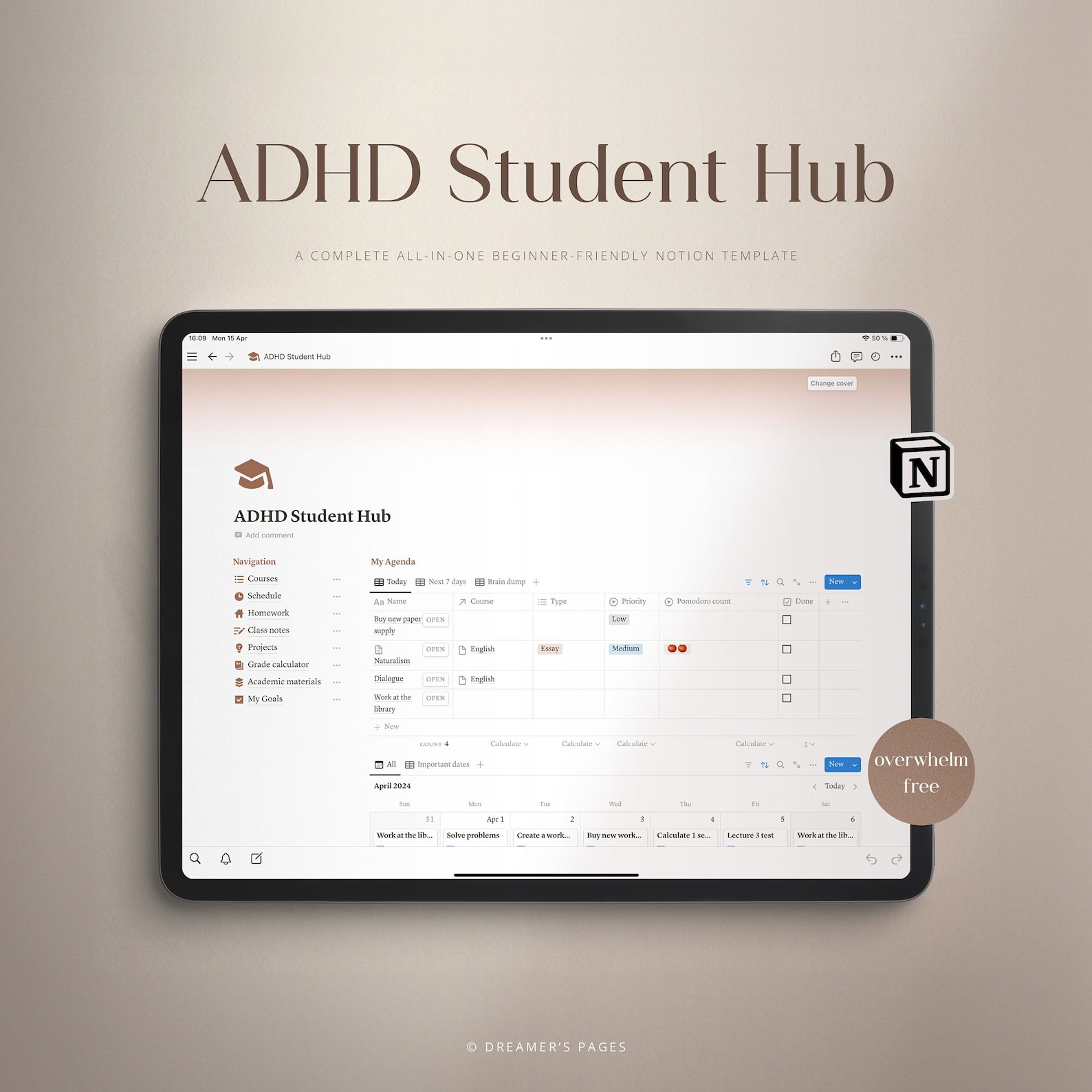 ADHD Student Planner | Notion Template | Student Hub | ADHD Digital ...