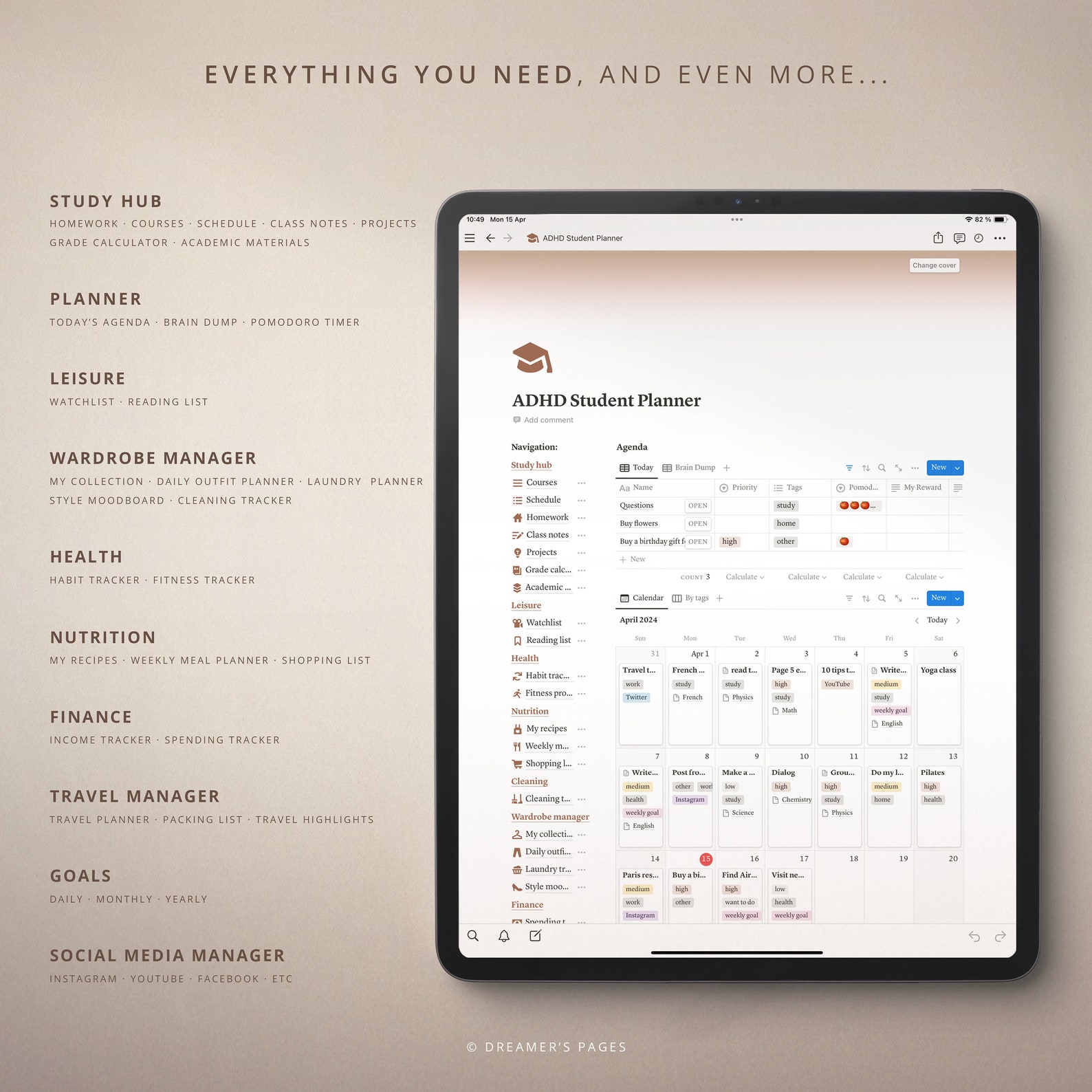 ADHD Student Planner | Notion Template | All in One Planner | ADHD ...