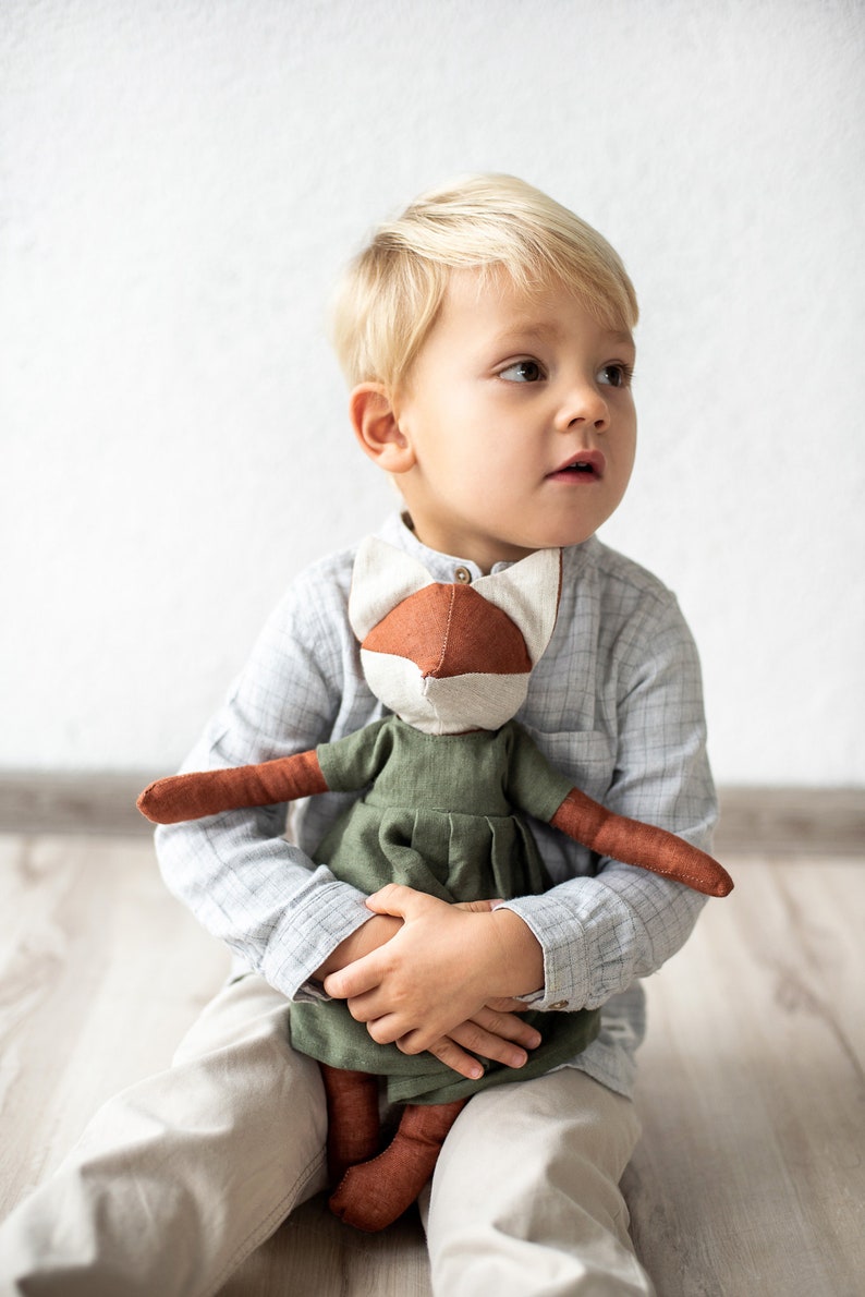 Forest Animal PDF Sewing Pattern, DIY Soft Fox Toy Doll With Overall ...