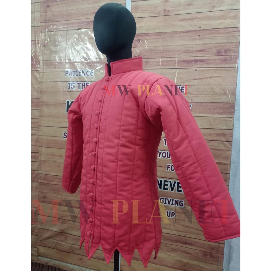 Medieval Viking Zig-zag Gambeson - Thick Padded Cotton Full Sleeve ...