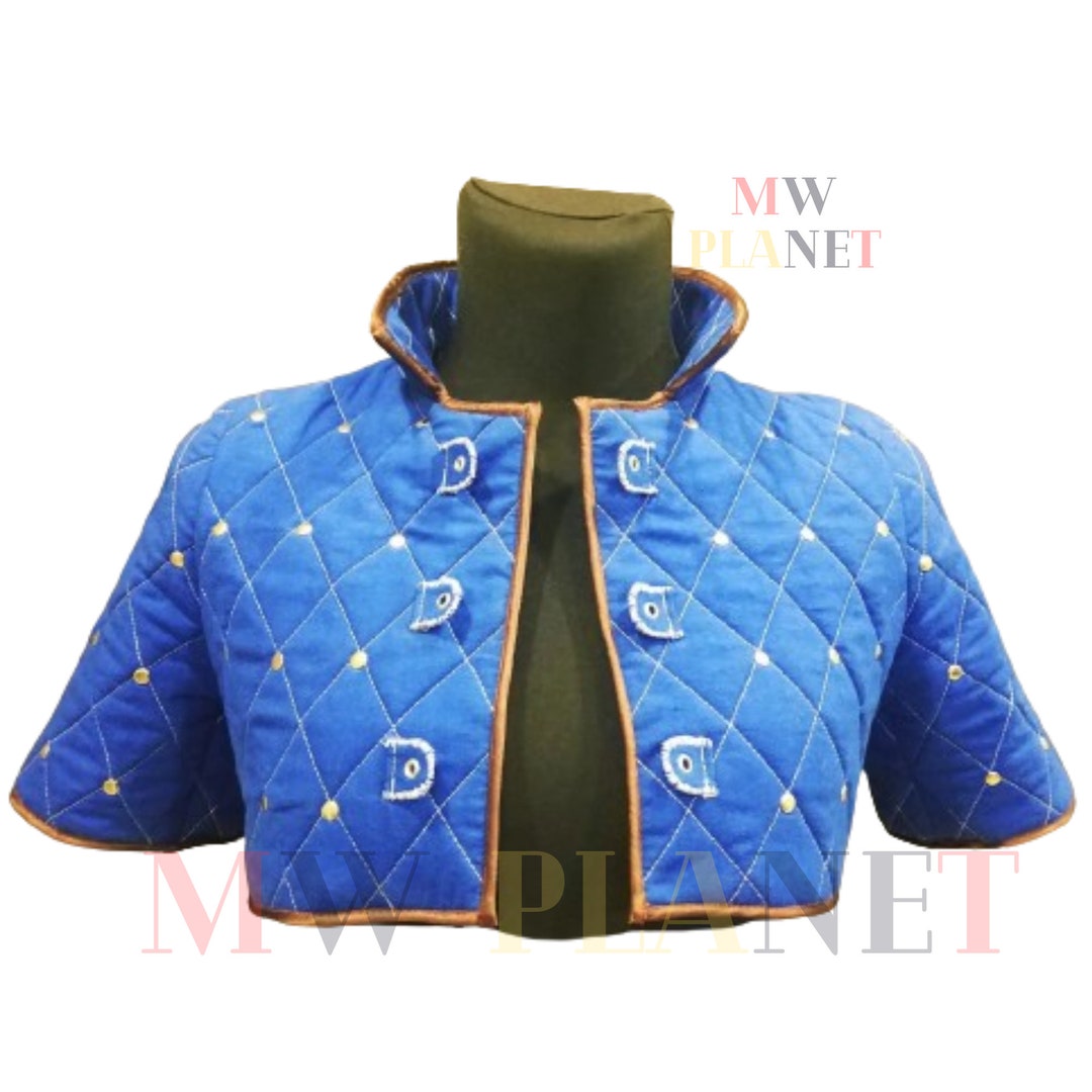 Medieval Short Womens Fancy Gambeson Thick Padded Half Sleeve Aketon ...